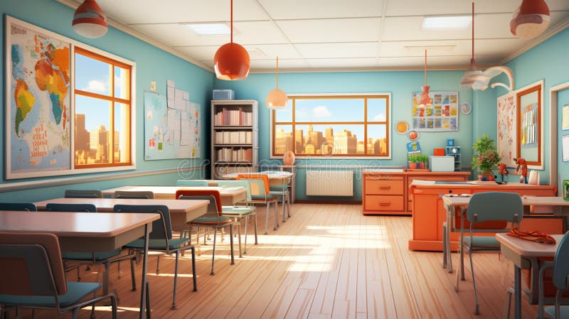 Empty Classroom School without Student or Teacher, Empty Chair and ...