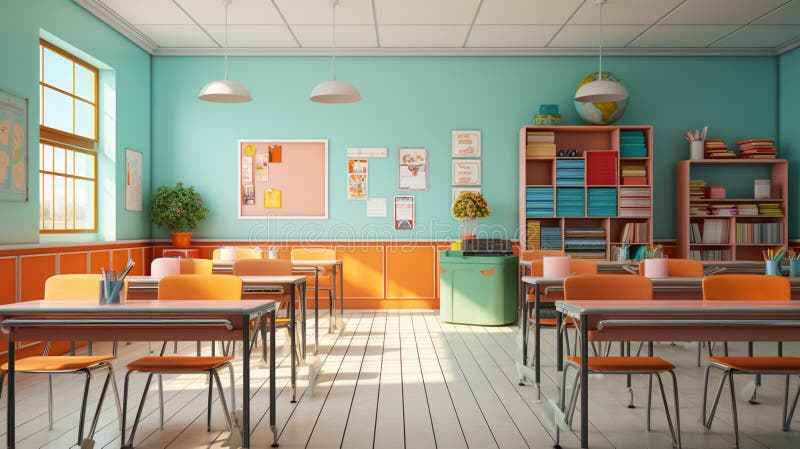 Empty Classroom School without Student or Teacher, Empty Chair and ...