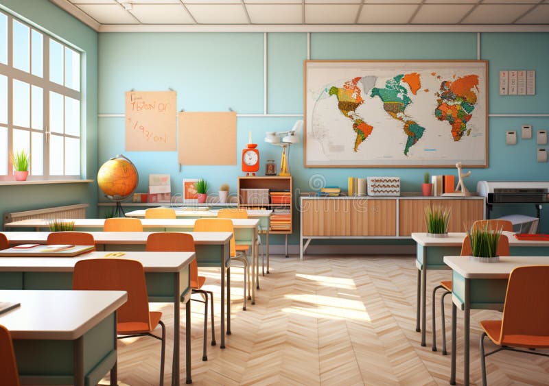 Empty Classroom School without Student or Teacher, Empty Chair and ...