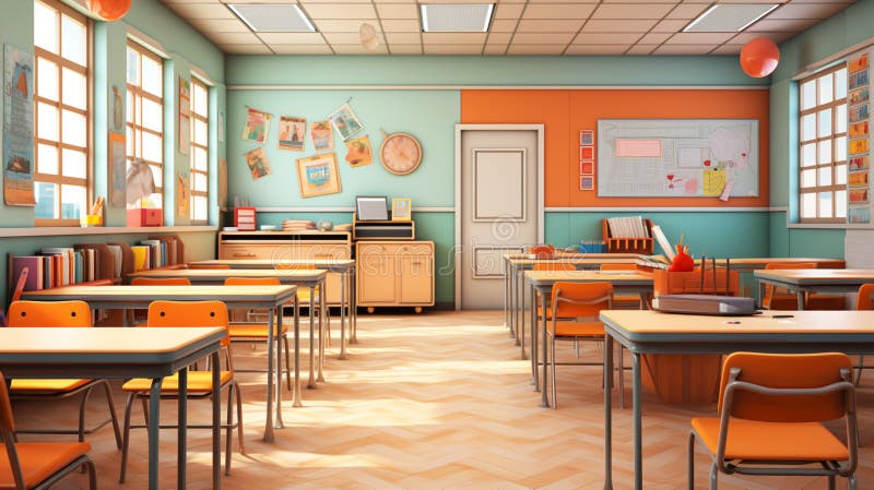 Empty Classroom School without Student or Teacher, Empty Chair and ...