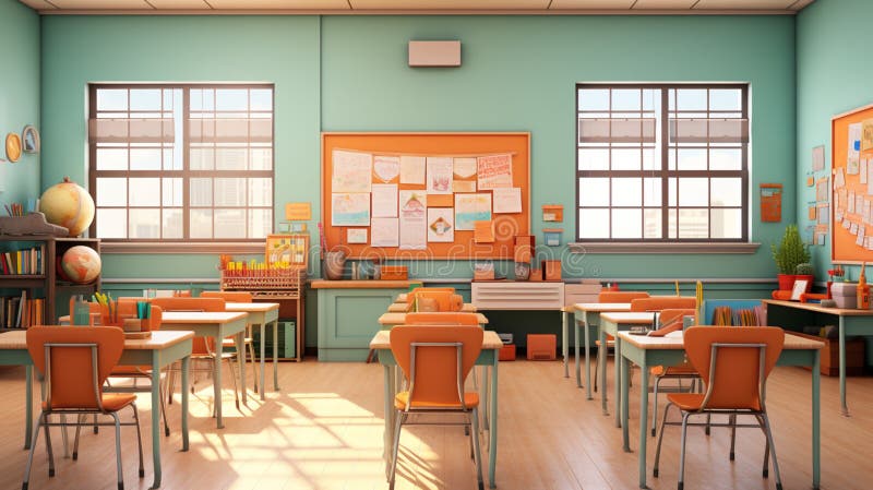 Empty Classroom School without Student or Teacher, Empty Chair and ...