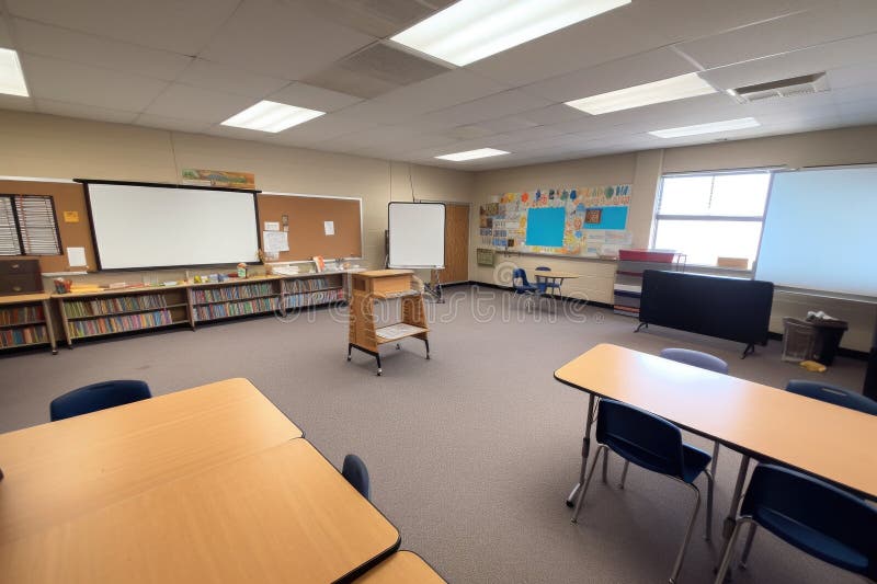Empty Classroom Bookshelf