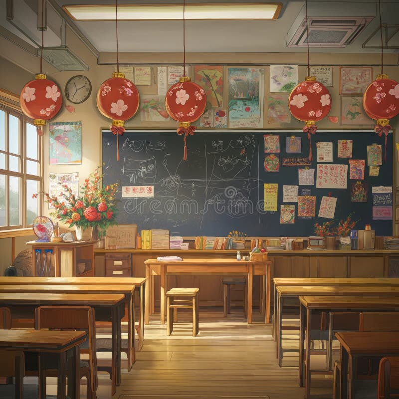 Empty Classroom Theme in Chinese New Year Stock Photo - Image of ...