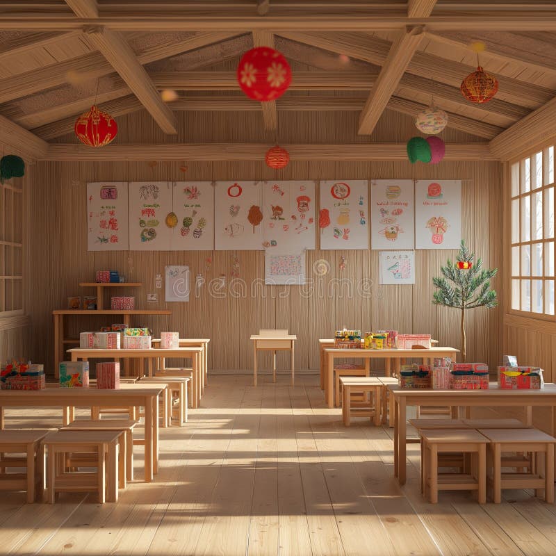 Empty Classroom Theme in Chinese New Year Stock Photo - Image of ...