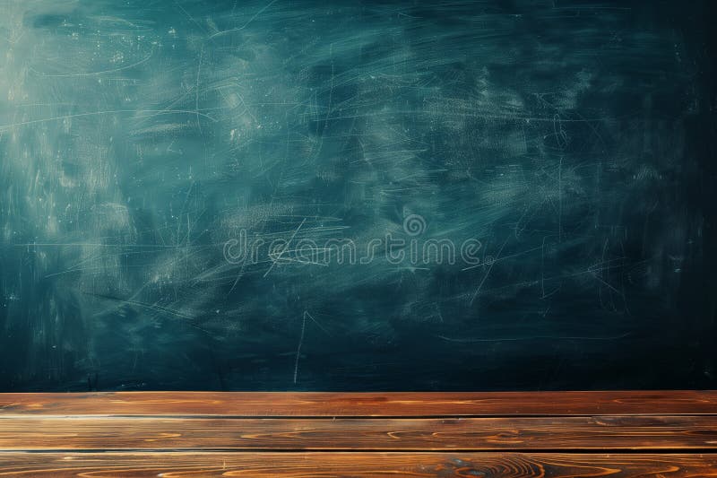 Empty Classroom with a Well-used Chalkboard Stock Image - Image of ...