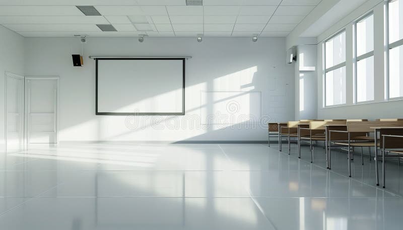 Empty Classroom with White Floor. High School Stock Illustration ...