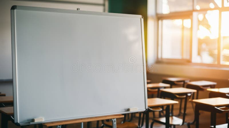 Empty Classroom with Whiteboard and Sunlight Stock Photo - Image of ...
