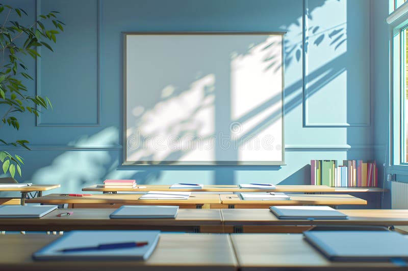 Empty Classroom with Whiteboard and Sunlight Stock Illustration ...