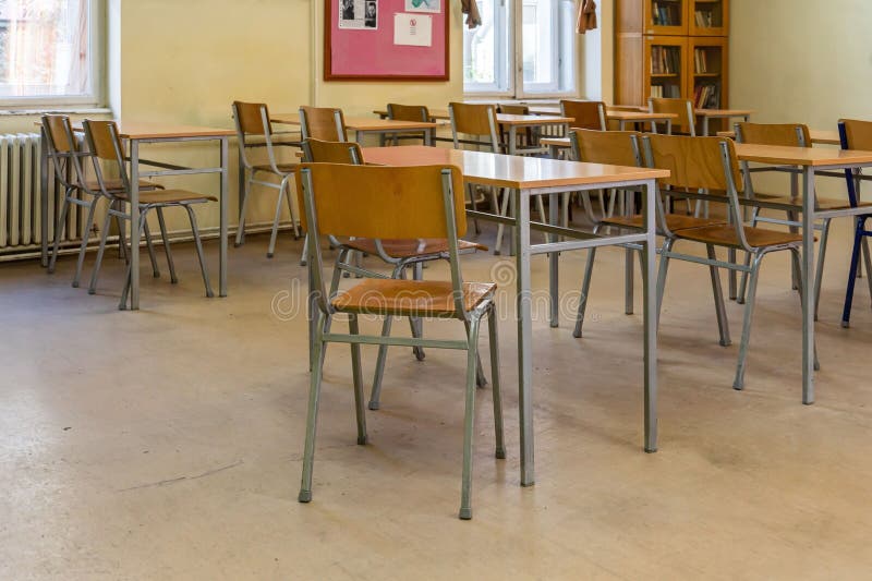 Empty Classroom with Wooden Chairs and a Learning Environment Editorial ...