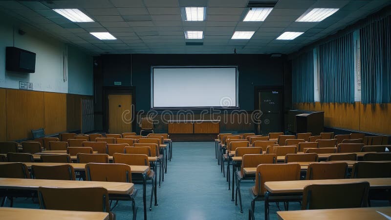 Empty Classroom with Wooden Chairs and Whiteboard - Ideal for ...
