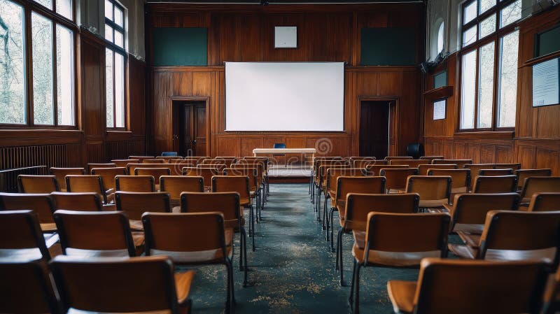 Empty Classroom with Wooden Chairs and Whiteboard - Ideal for ...