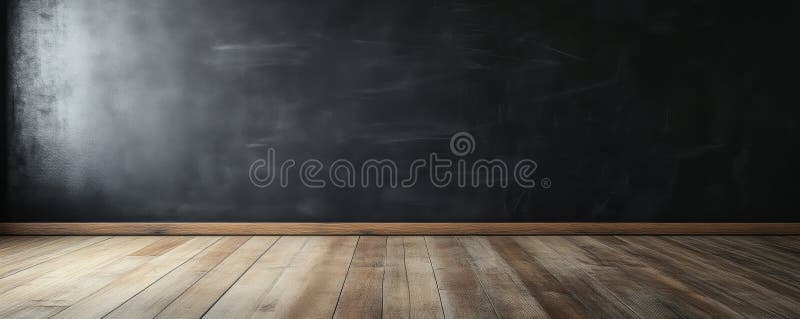Empty Classroom with Wooden Floor and Chalkboard, Minimalistic ...