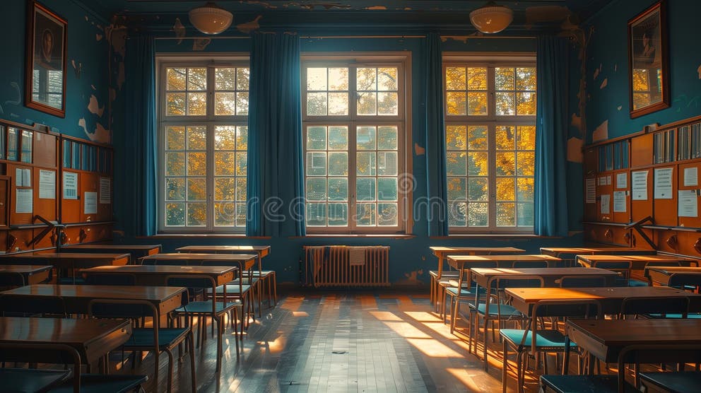 Empty Classrooms after the End of Classes Waiting for the Start of the ...