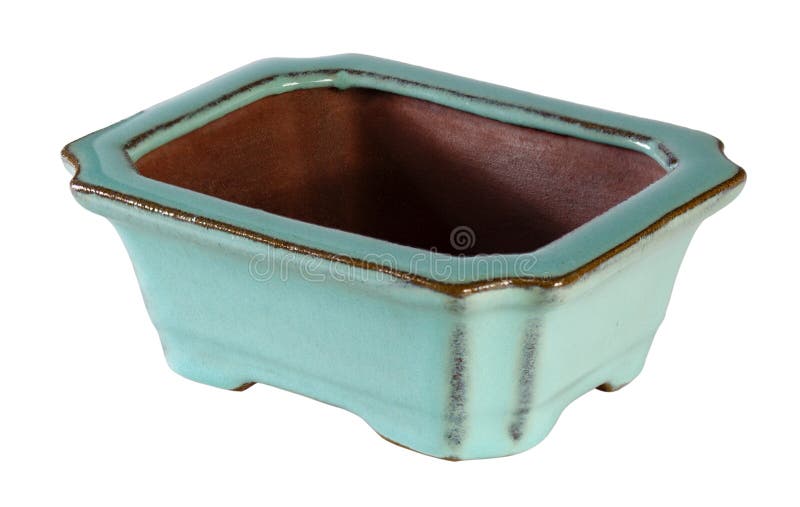 Empty Clay Bonsai Pot on White Background. Stock Image - Image of ...