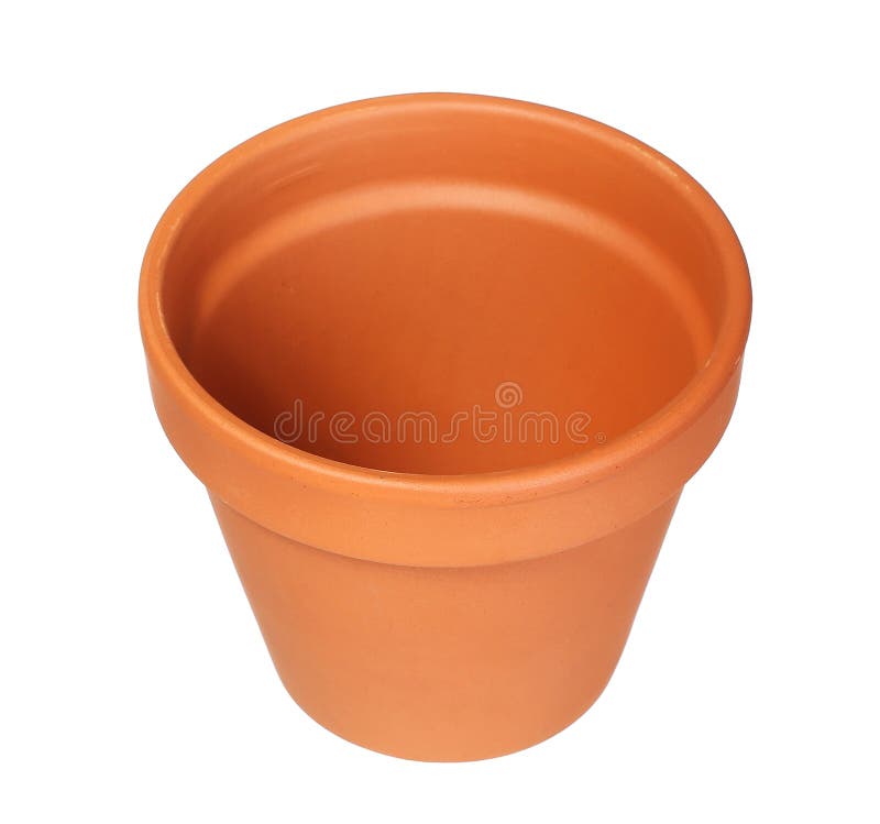 Empty Clay Flower Pot Isolated on White Stock Photo - Image of single ...