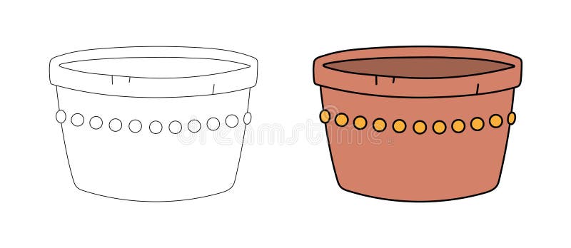 Empty Clay Flower Pot in a Simple Flat Graphic Outline Style Stock ...