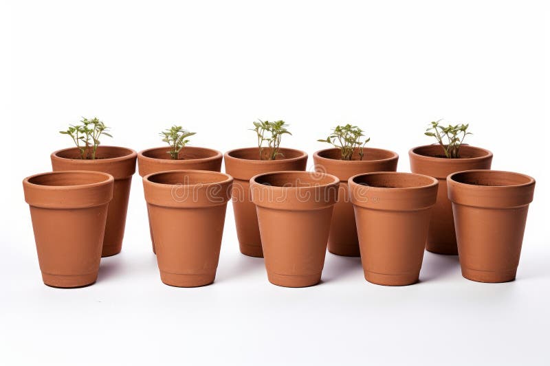 Empty Clay Flower Pots Isolated Object. Generate Ai Stock Illustration ...