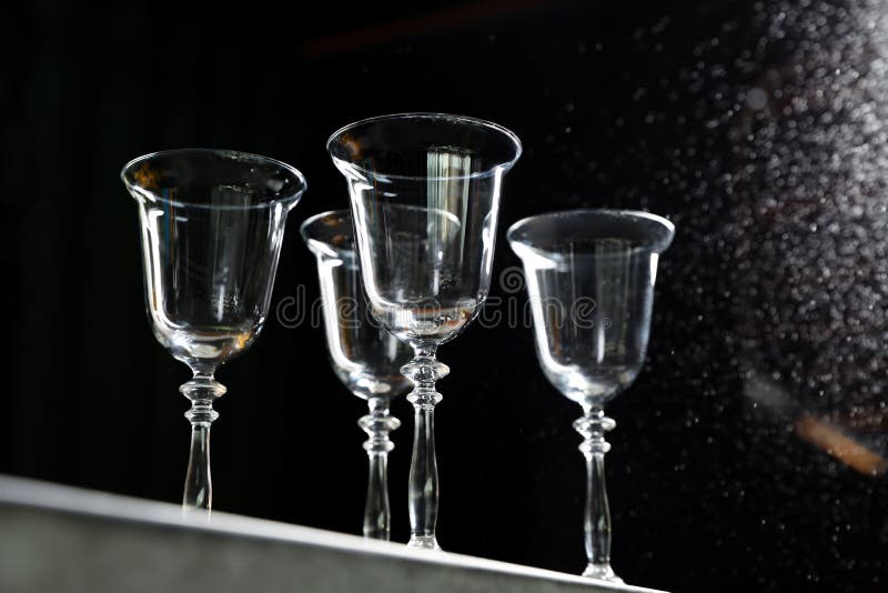 Empty Clean Glass on Dark Background Stock Photo - Image of elegant ...