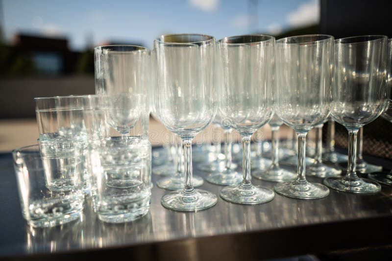 Empty Clean Glass Glasses for Alcoholic Drinks in a Restaurant on a Bar ...