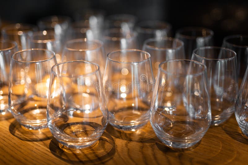 Empty Clean Glass Glasses for Alcoholic Drinks in a Restaurant on a Bar ...
