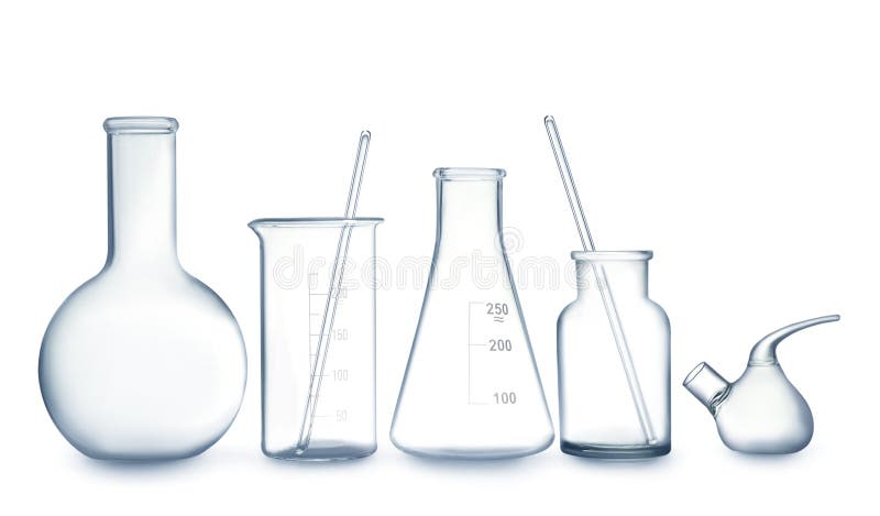 Empty Clean Laboratory Glassware on White Background Stock Image ...