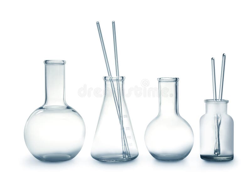 Empty Clean Laboratory Glassware on White Background Stock Photo ...
