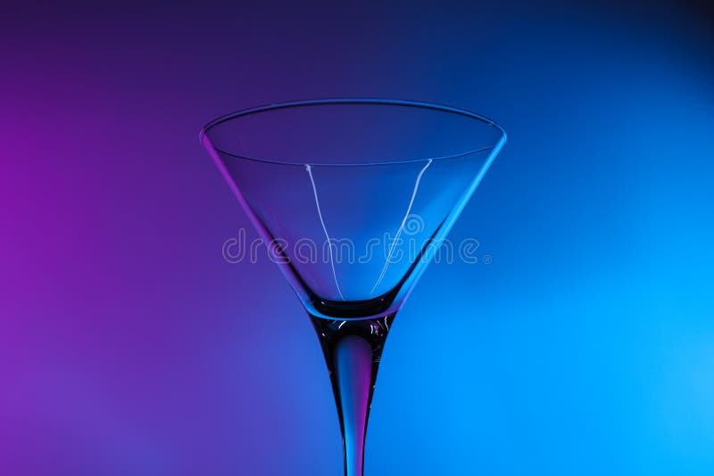 Empty Clean Martini Glass in Neon Lights Stock Image - Image of classic ...