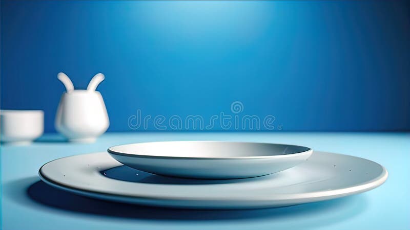 Empty Clean Plates in a Modern and Bright Kitchen Stock Illustration ...
