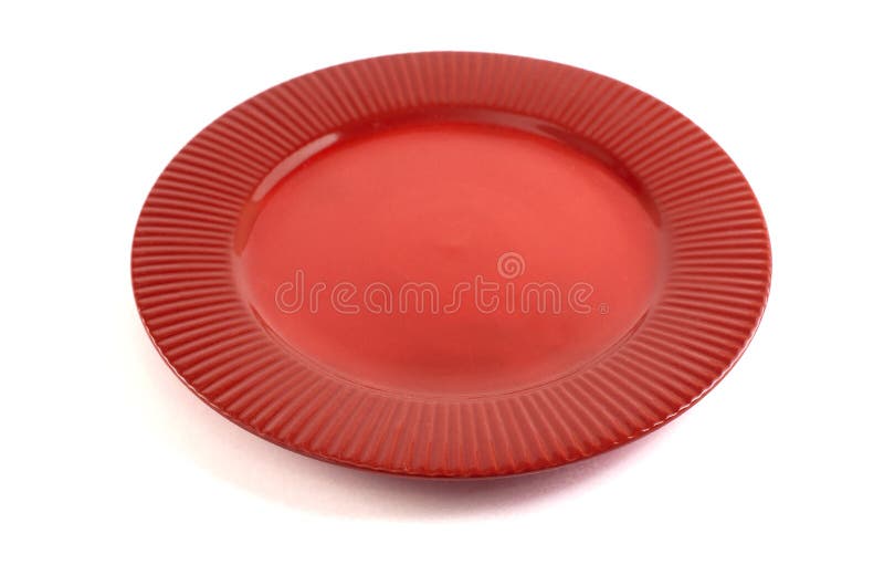 An Empty and Clean Red Plate on a White Background Stock Image - Image ...