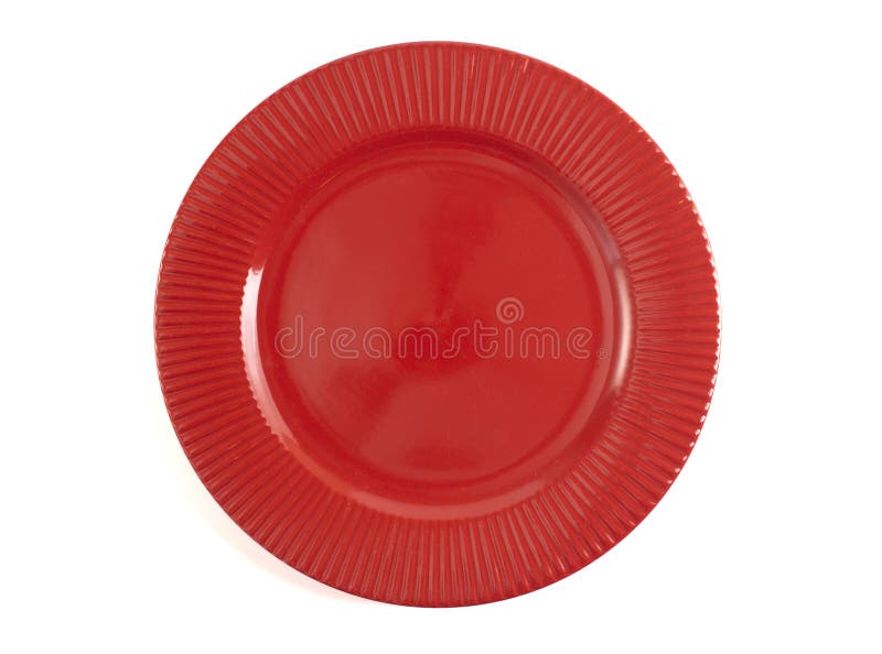 An Empty and Clean Red Plate on a White Background Stock Photo - Image ...