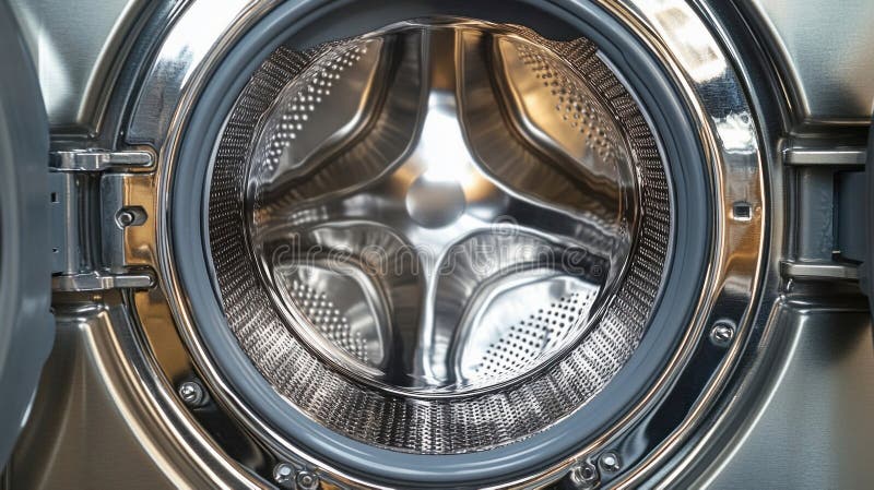 Empty Washing Machine Drum Reflecting Light from Nearby Window Stock ...