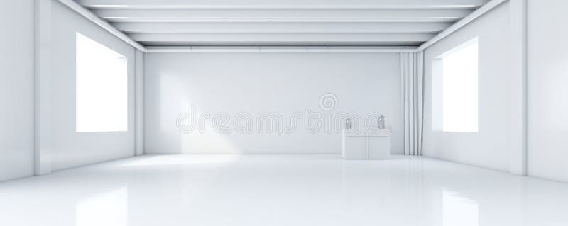 Empty Clean White Showcase Room or Studio Stock Photo - Image of ...