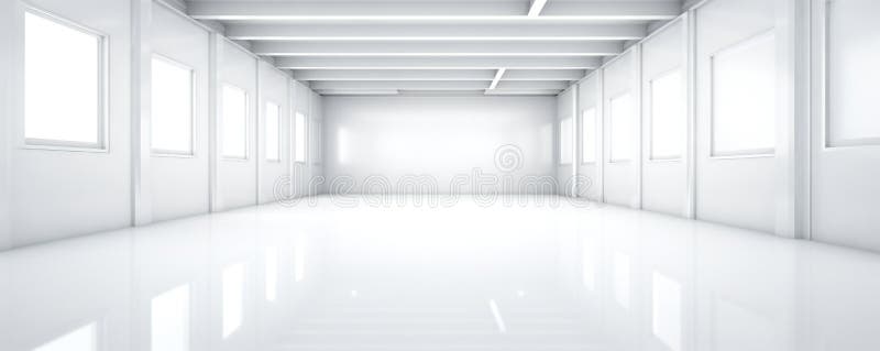 Empty Clean White Showcase Room or Studio Stock Illustration - Illustration of office ...