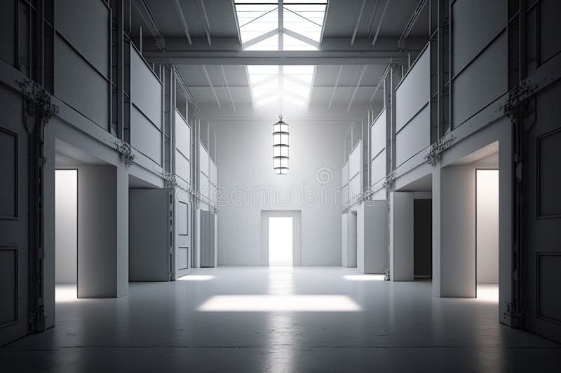 A Empty Clean White Warehouse - Generative AI Stock Illustration ...