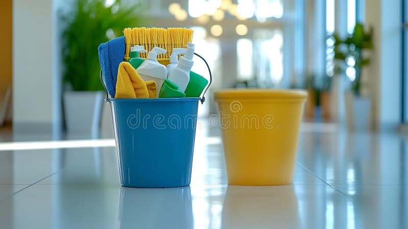 Empty Cleaning Bucket Background with Copy Space Stock Illustration ...