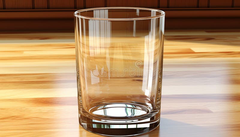 Empty Clear Glass Beaker is Placed on a Wooden Surface. Close-up Stock ...