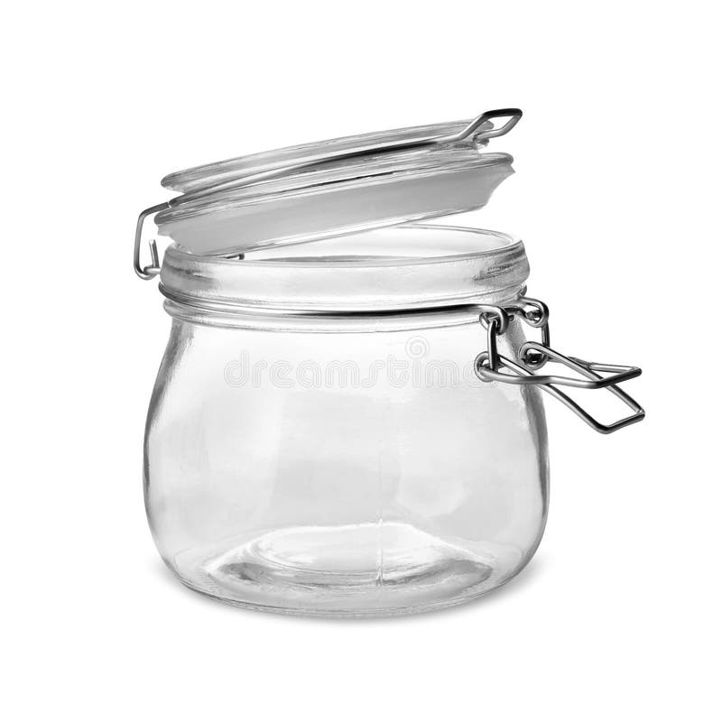 Empty Clear Glass Jar Isolated on White Stock Image - Image of storage ...