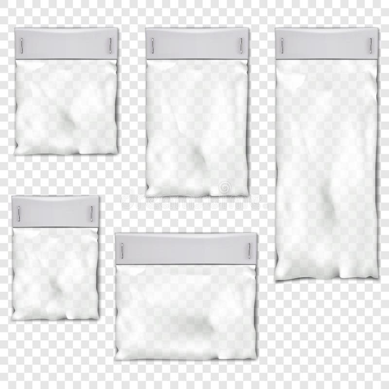 Clear Vinyl Resealable Zipper Pouch Mockup. Empty Transparent Plastic ...