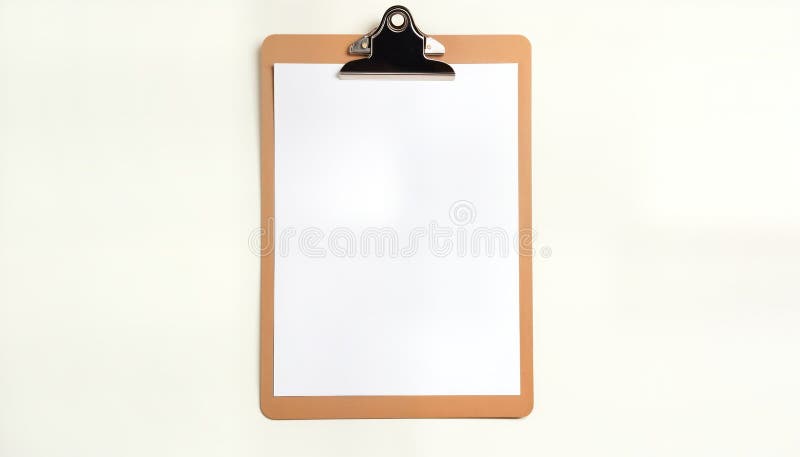 Empty Clipboard with Blank White Sheet of Paper. Simple Office School ...