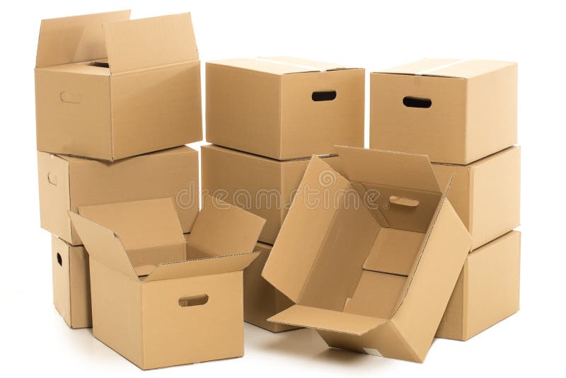Empty and Closed Boxes on the White Background Stock Photo - Image of ...