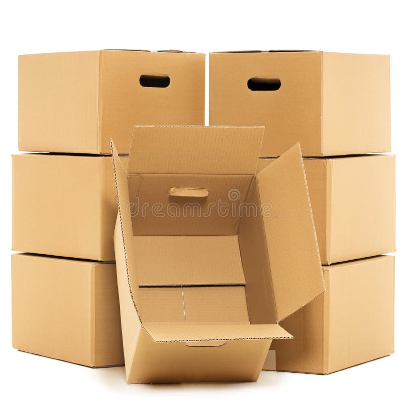 Empty and Closed Boxes on the White Background Stock Photo - Image of ...