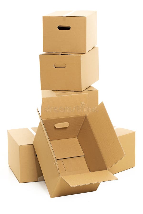 Empty and Closed Boxes on the White Background Stock Photo - Image of ...