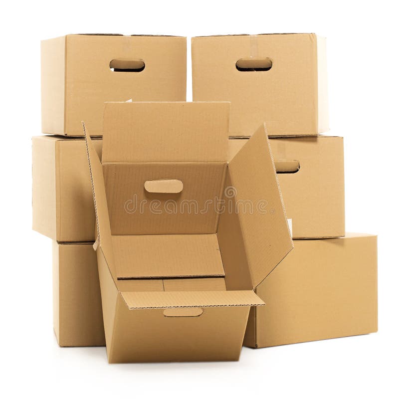 Empty and Closed Boxes on the White Background Stock Photo - Image of ...