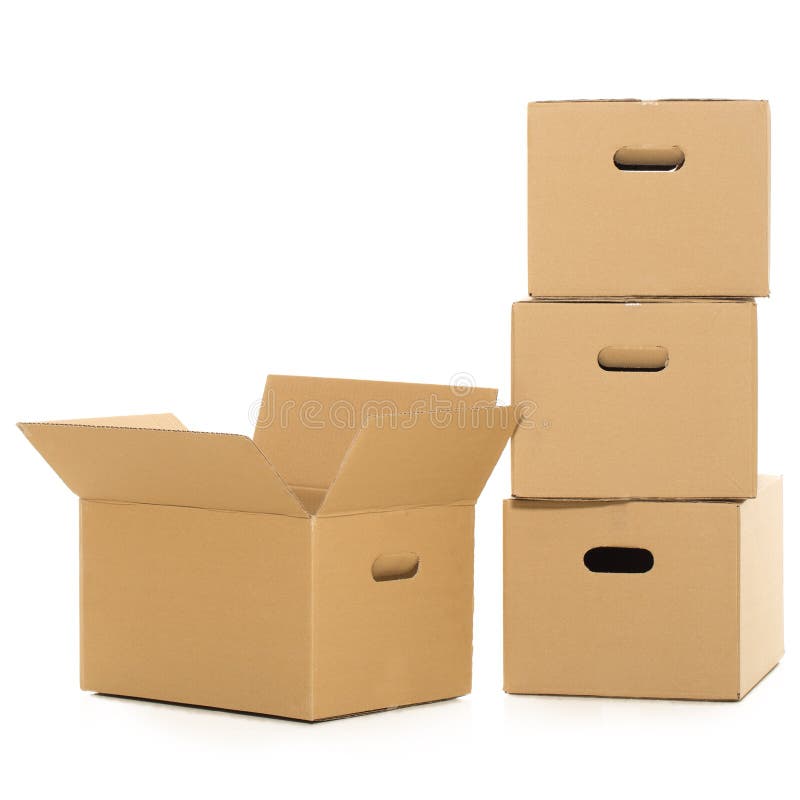 Empty and Closed Boxes on the White Background Stock Image - Image of ...