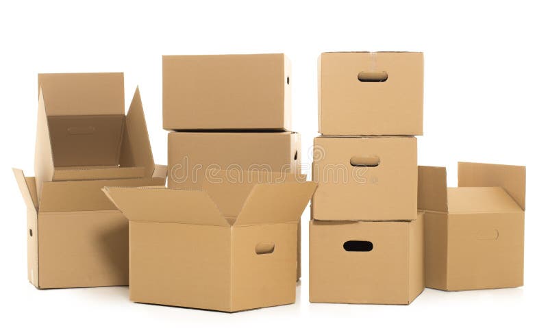 Empty and Closed Boxes on the White Background Stock Photo - Image of ...