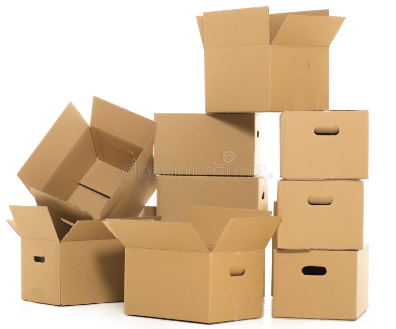 Empty and Closed Boxes on the White Background Stock Photo - Image of ...