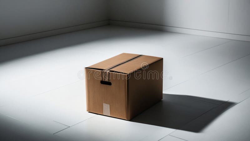 Empty Closed Cardboard Box Mockup, Isolated with Shadow Stock ...