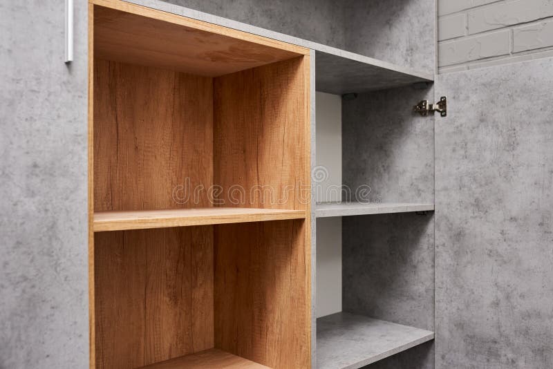 Empty Closet for Different Clothes. a Cupboard with Shelves Stock Photo ...
