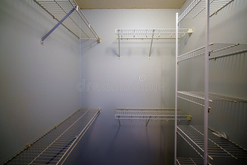 Empty Clothes Closet with Shelves Stock Photo - Image of home ...