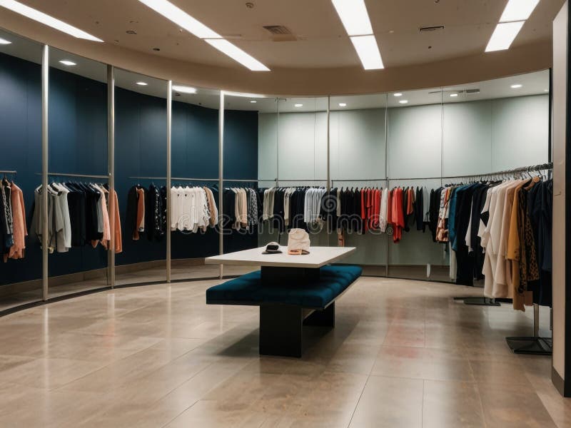 Empty Clothes Shop with Numerous Hangers. Concept Banner for a Shop ...